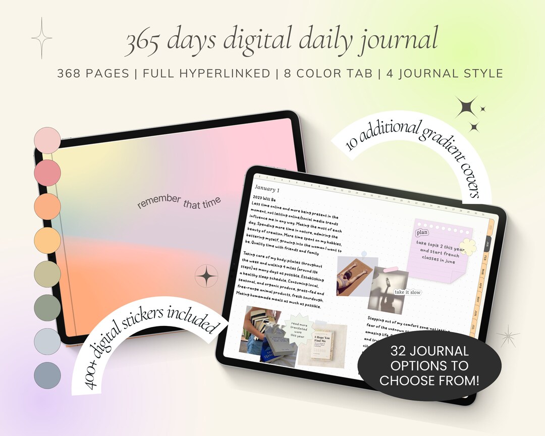 Digital Daily Journal, Digital Notebook Journal, Goodnotes Journal ...