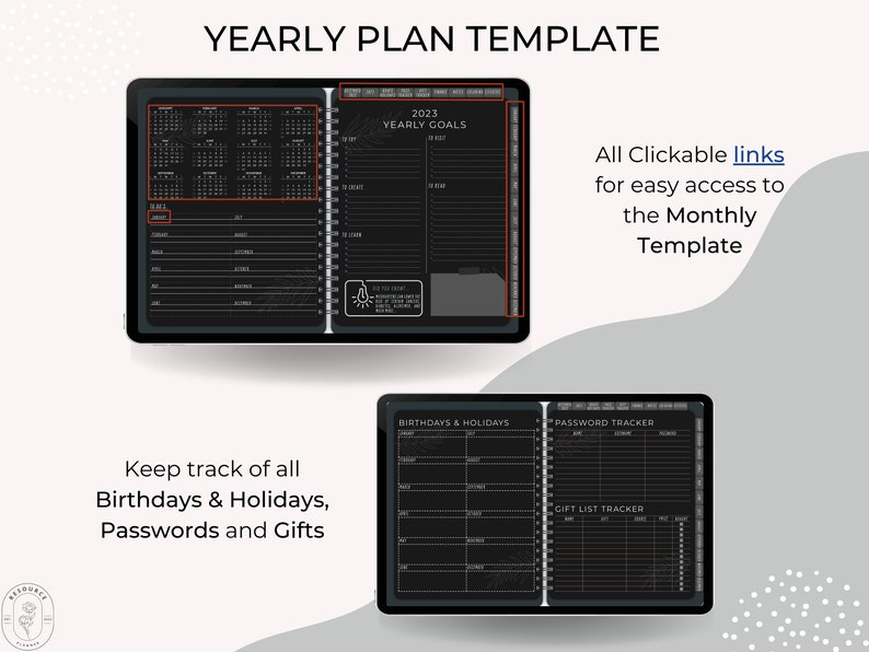 2023 Dated Dark Mode Digital Planner. Goodnotes Planner, Ipad ...