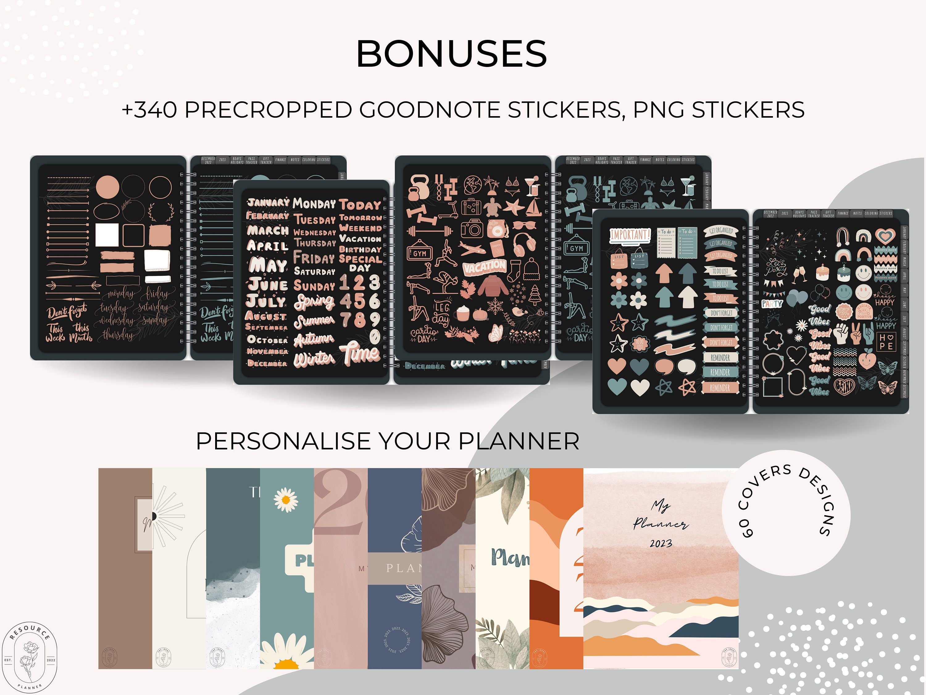 2023 Dated Dark Mode Digital Planner. Goodnotes Planner, Ipad ...