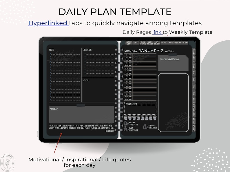 Dark Mode 2023 Digital Planner. Goodnotes, Ipad, Notability, Android ...