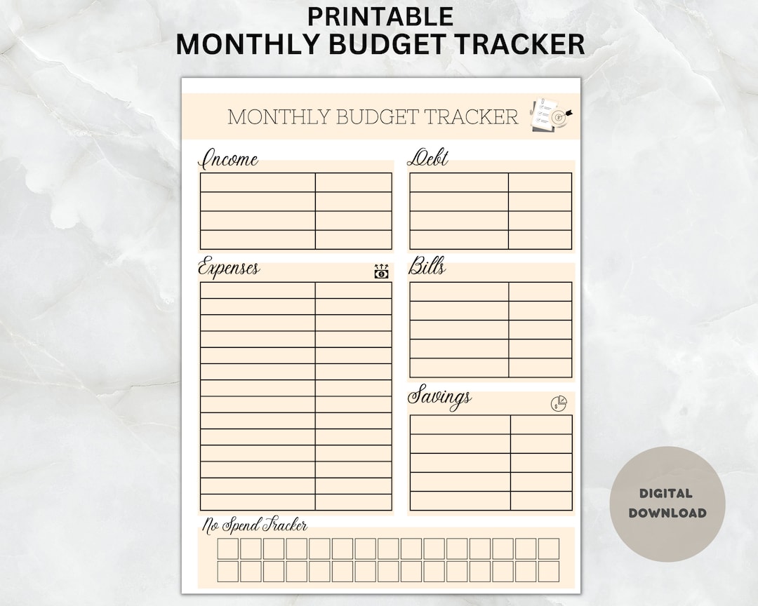Monthly Budget Tracker for Weekly Income, Personal Budget Tracker ...