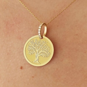 14Κ Moissanite Tree of Life Necklace, Gold Tree Pendant, Personalized ...