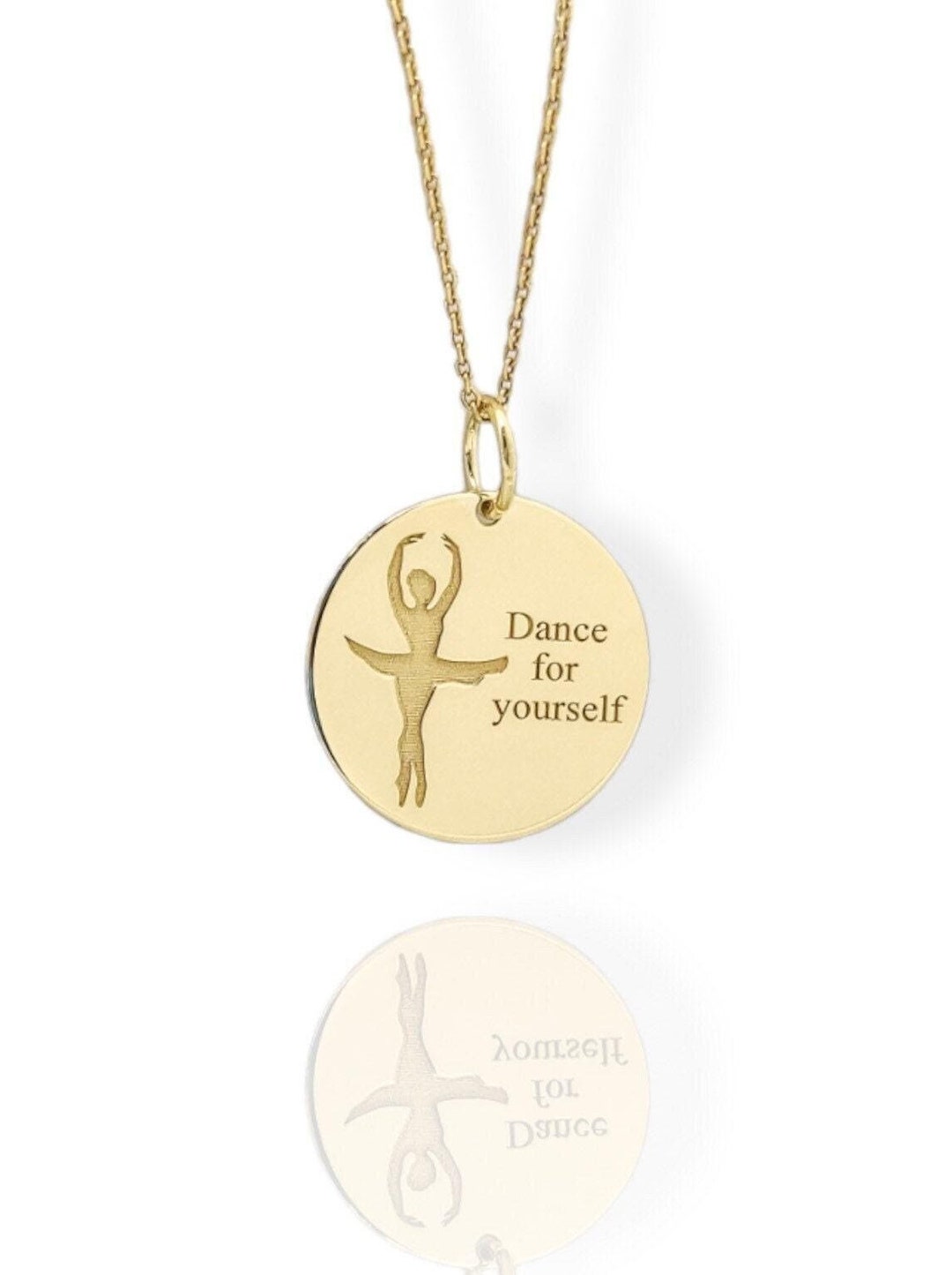 14K Gold Ballerina Necklace: Engraved Ballet Dancer Pendant - Etsy
