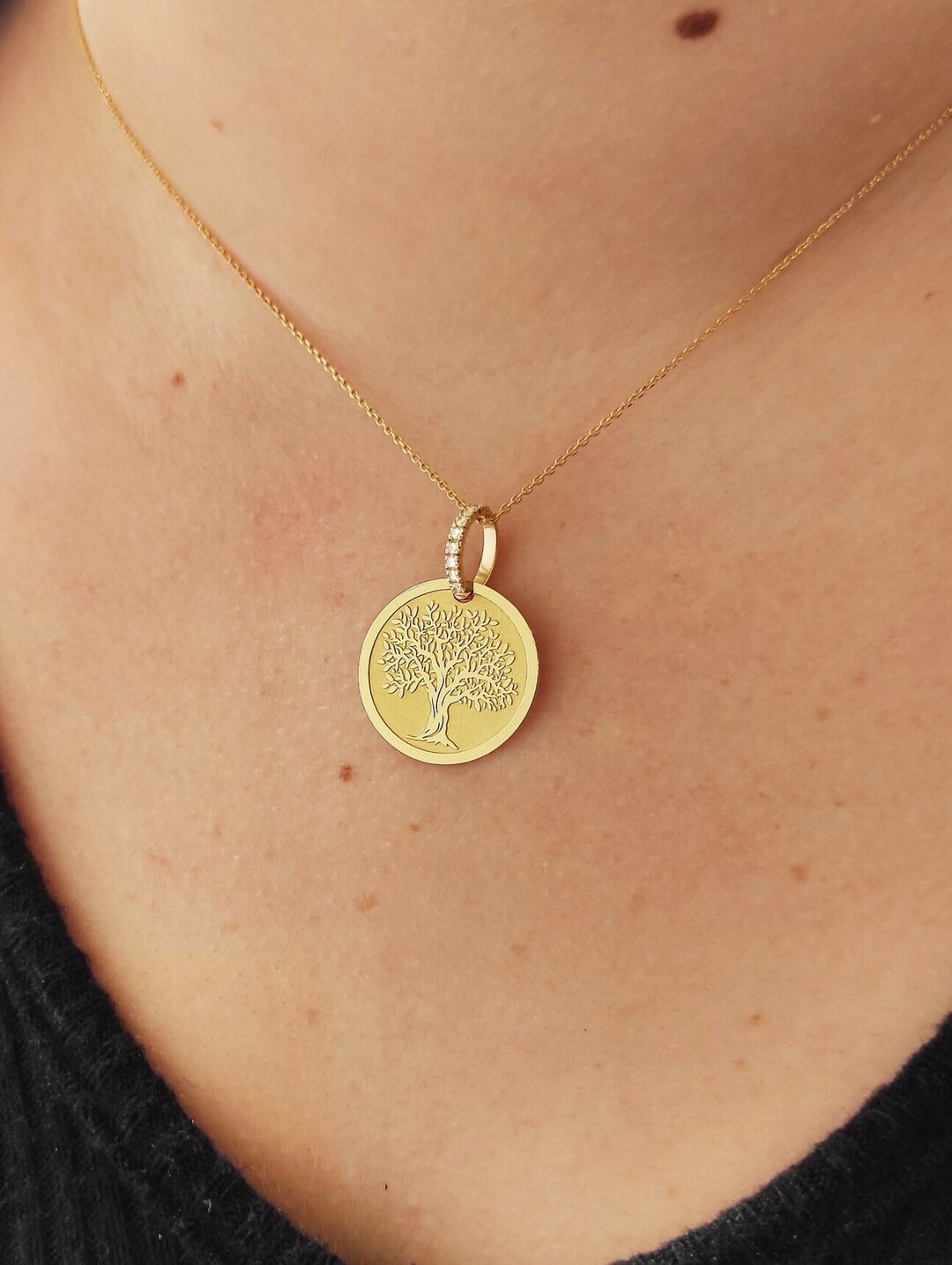 14Κ Moissanite Tree of Life Necklace, Gold Tree Pendant, Personalized ...