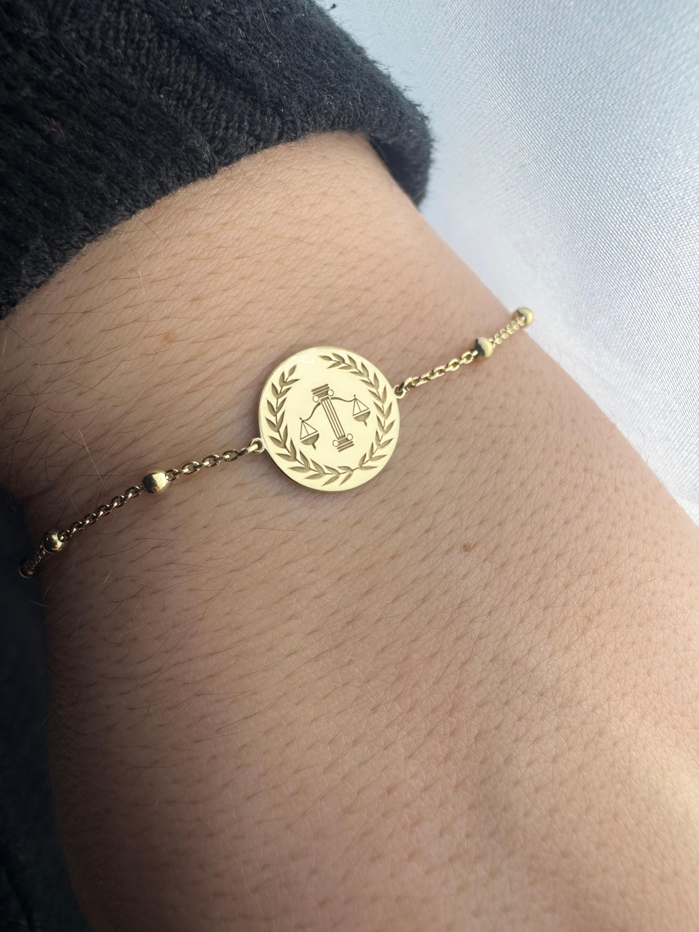 14K Solid Gold Scales of Justice Bracelet: Lawyer Gift - Etsy