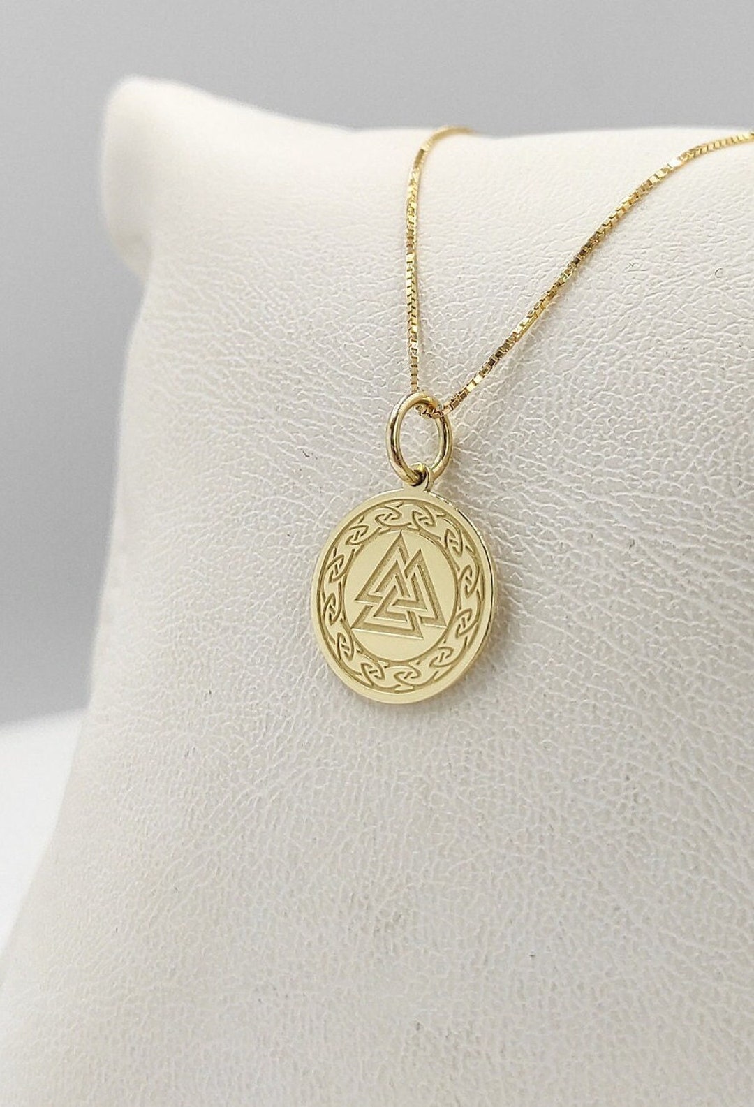 14K Solid Gold Odin Knot Necklace, Personalized Valknut Pendant, Odin Knot Symbol Charm, Gold ...