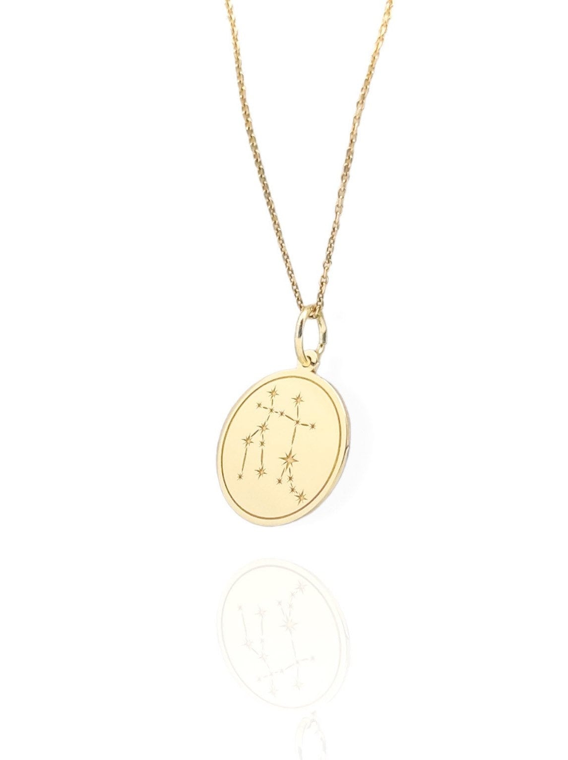 14K Solid Gold Gemini Pendant, Gold Gemini Zodiac Sign Necklace ...