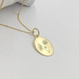 14K Real Solid Gold Dandelion Jewelry, Dainty Dandelion Flower Coin ...