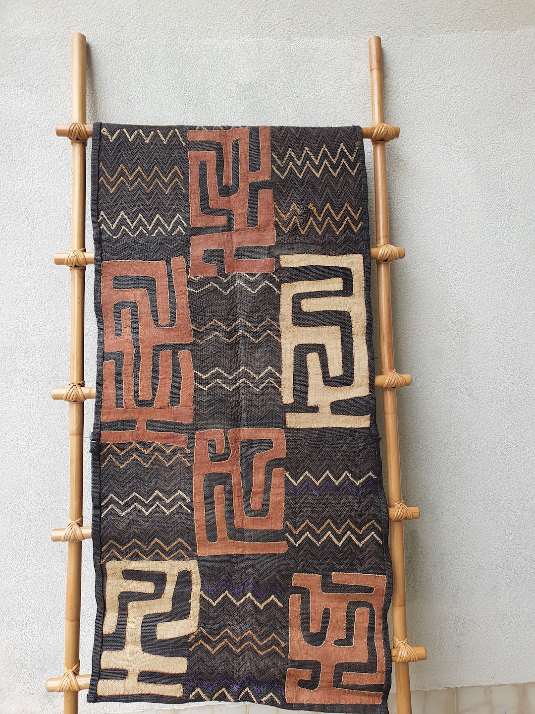 Authentic African Kuba Cloth Handstitched Raffia Cloth Wall Decor Congo ...