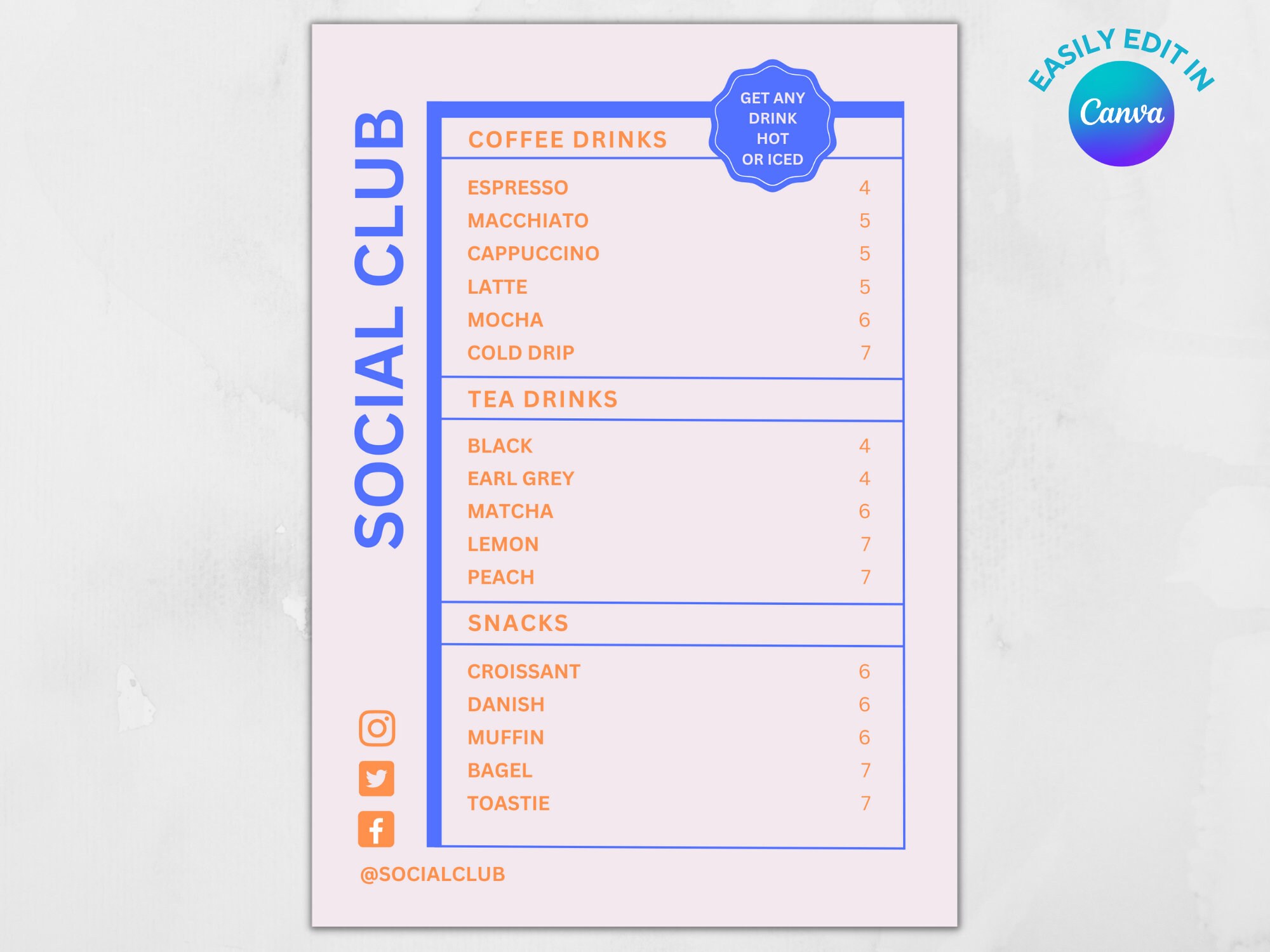 Trendy Drinks Menu Template / Retro Drink Menu / Coffee Menu Template ...