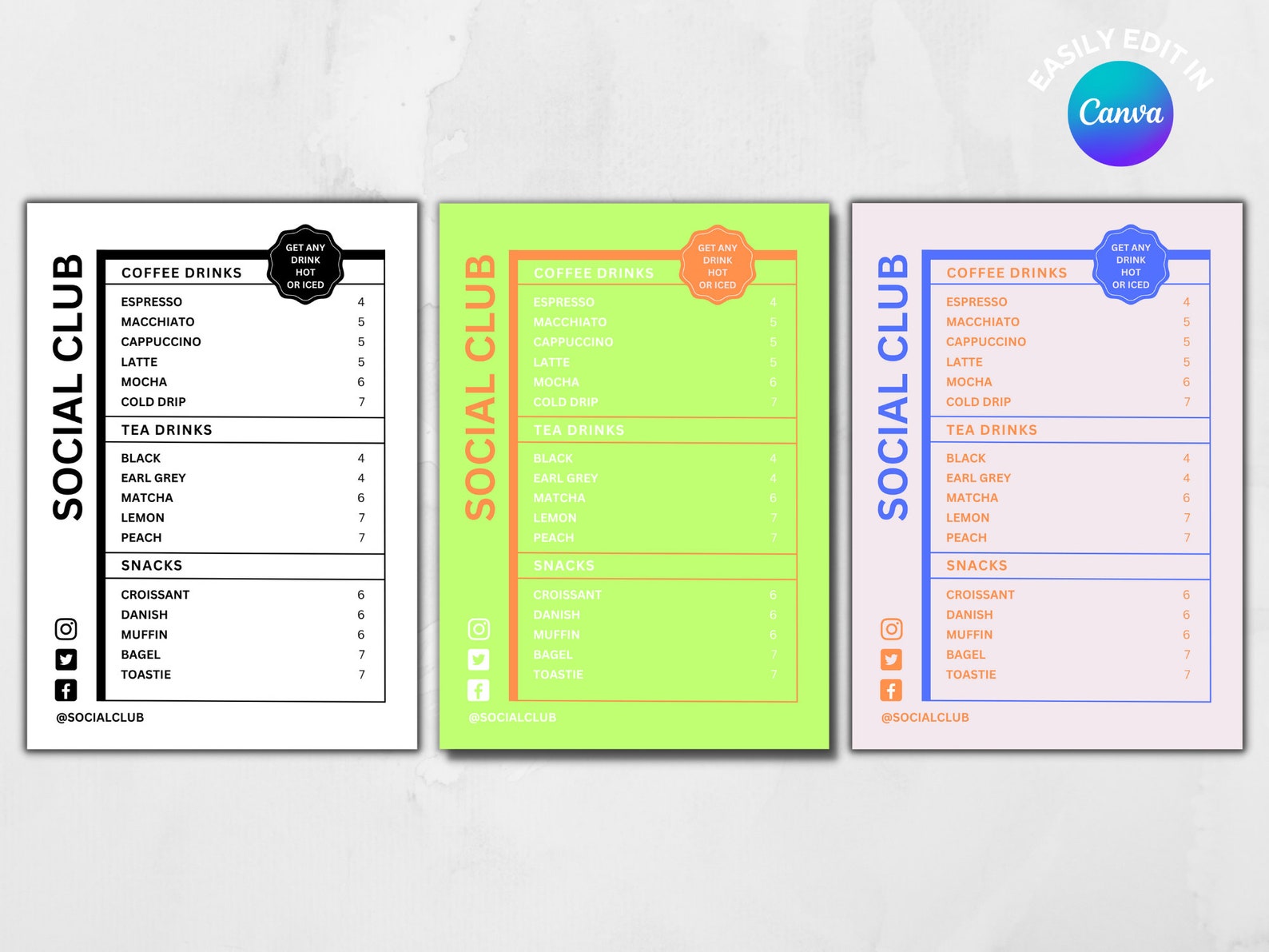 Trendy Drinks Menu Template / Retro Drink Menu / Coffee Menu Template ...