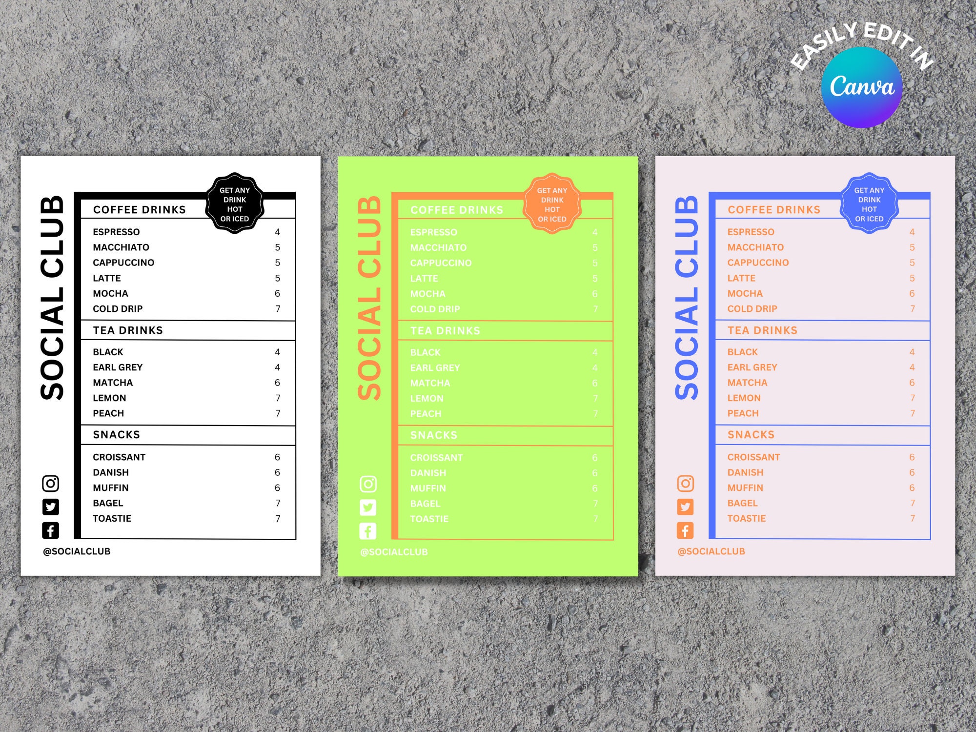 Trendy Drinks Menu Template / Retro Drink Menu / Coffee Menu Template ...