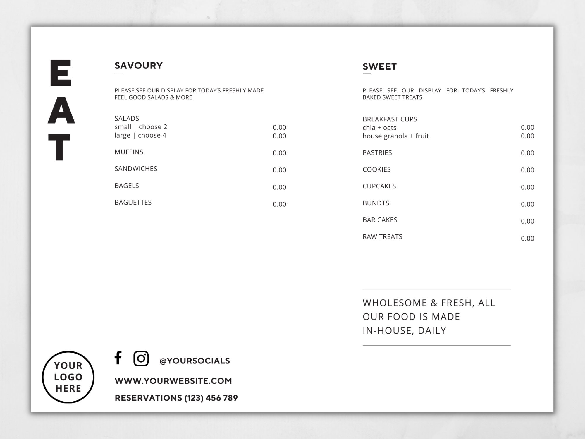 Minimalist Cafe Menu Template / Editable Modern Menu Template ...