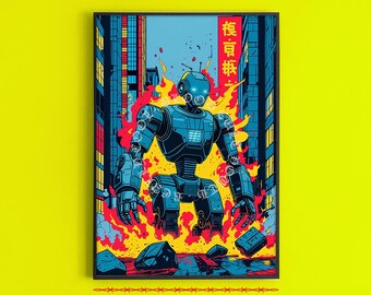 Printable Neo Tokyo Wall Art, Godzilla Print, Abstract, Instant ...