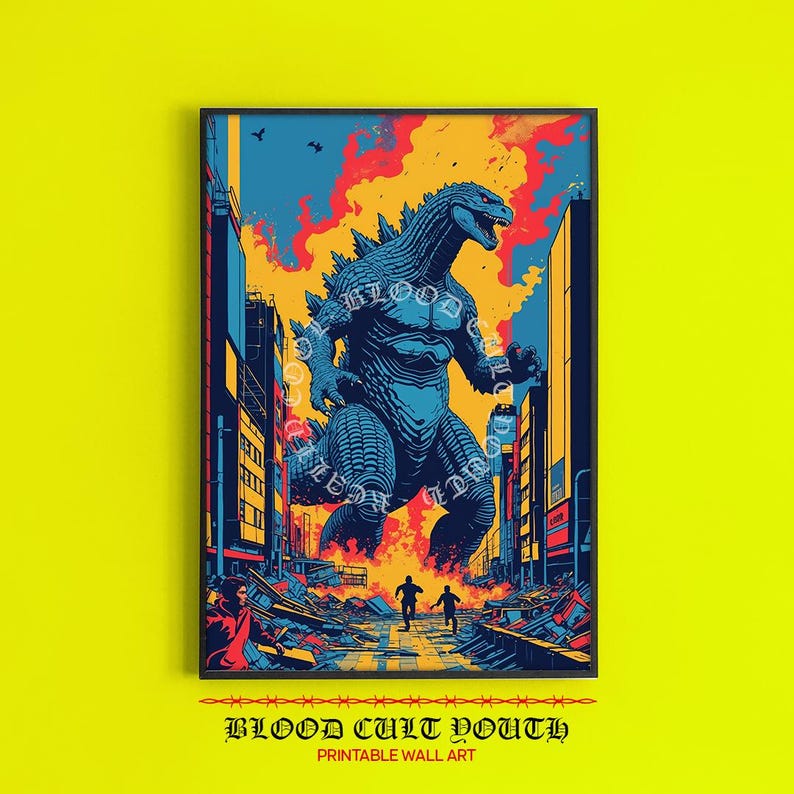 Printable Neo Tokyo Wall Art, Godzilla Print, Abstract, Instant ...