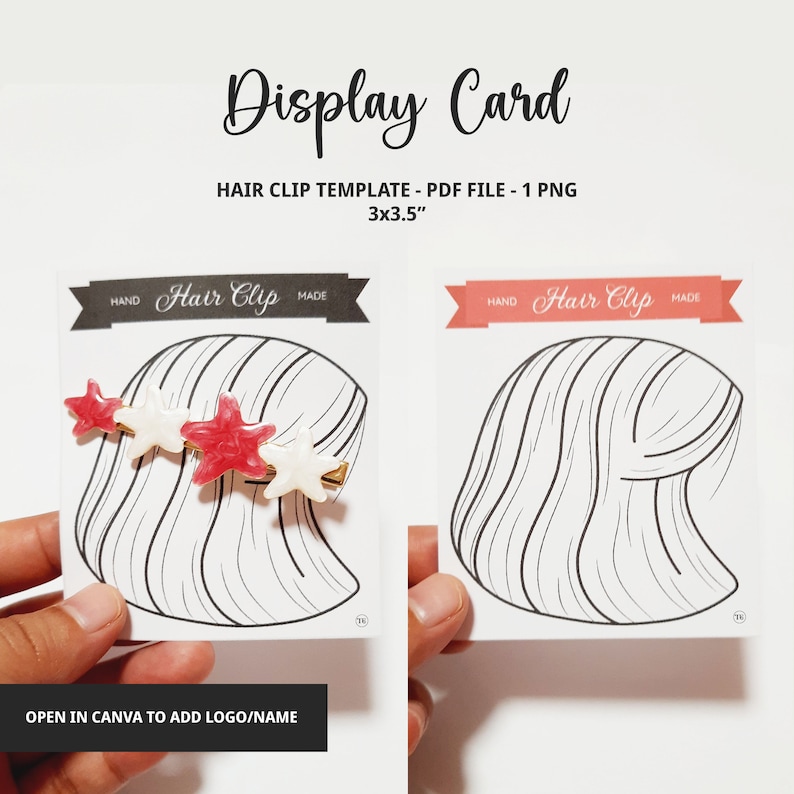 Hair Clip Display Card Template Printable PDF File Digital Download - Etsy
