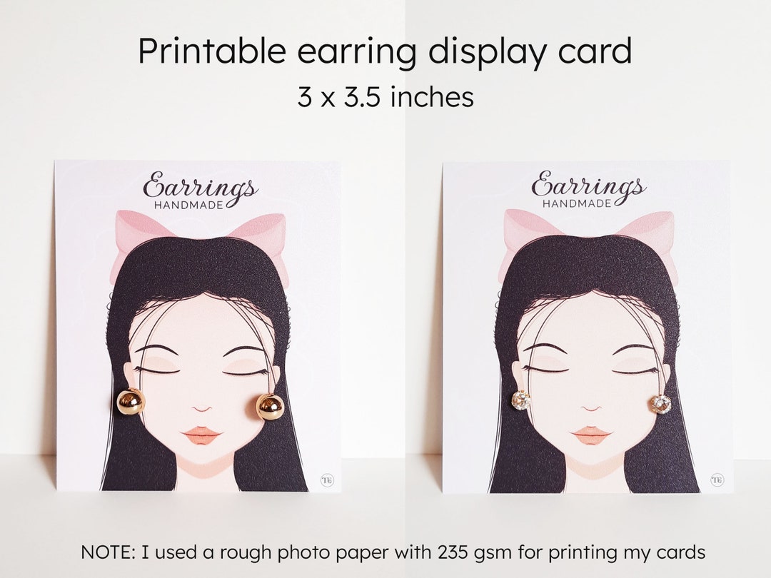 Printable Earrings Display Card, Earrings Display Card, Display Card ...