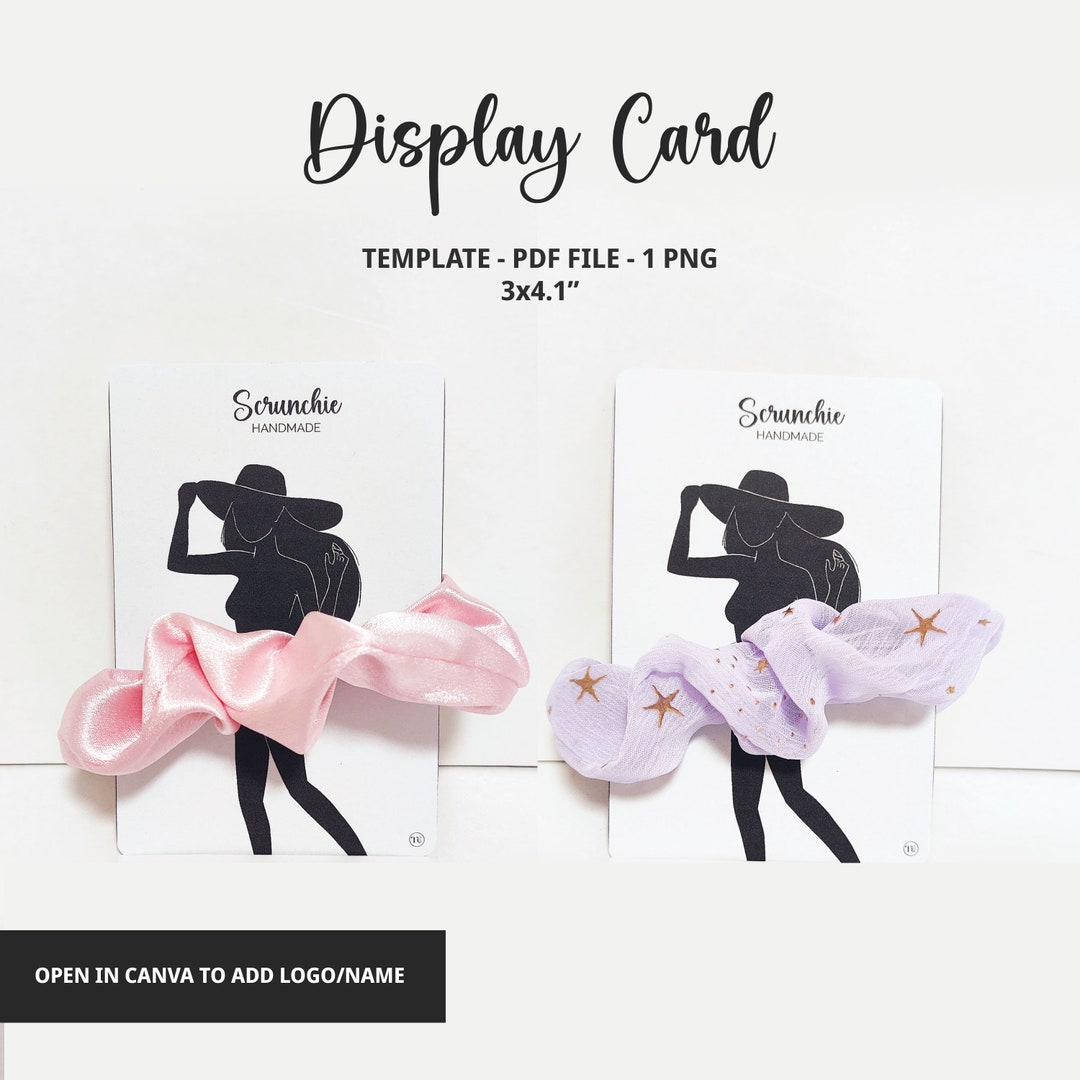 Scrunchies Display Card Template Girl on the Beach Design Printable PDF ...