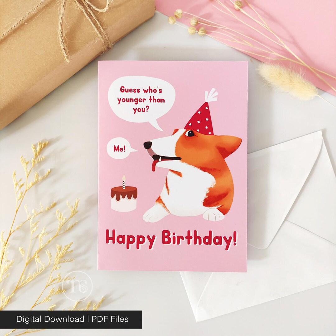 Happy Birthday Printable Card, Birthday Card Template, Funny Dog ...