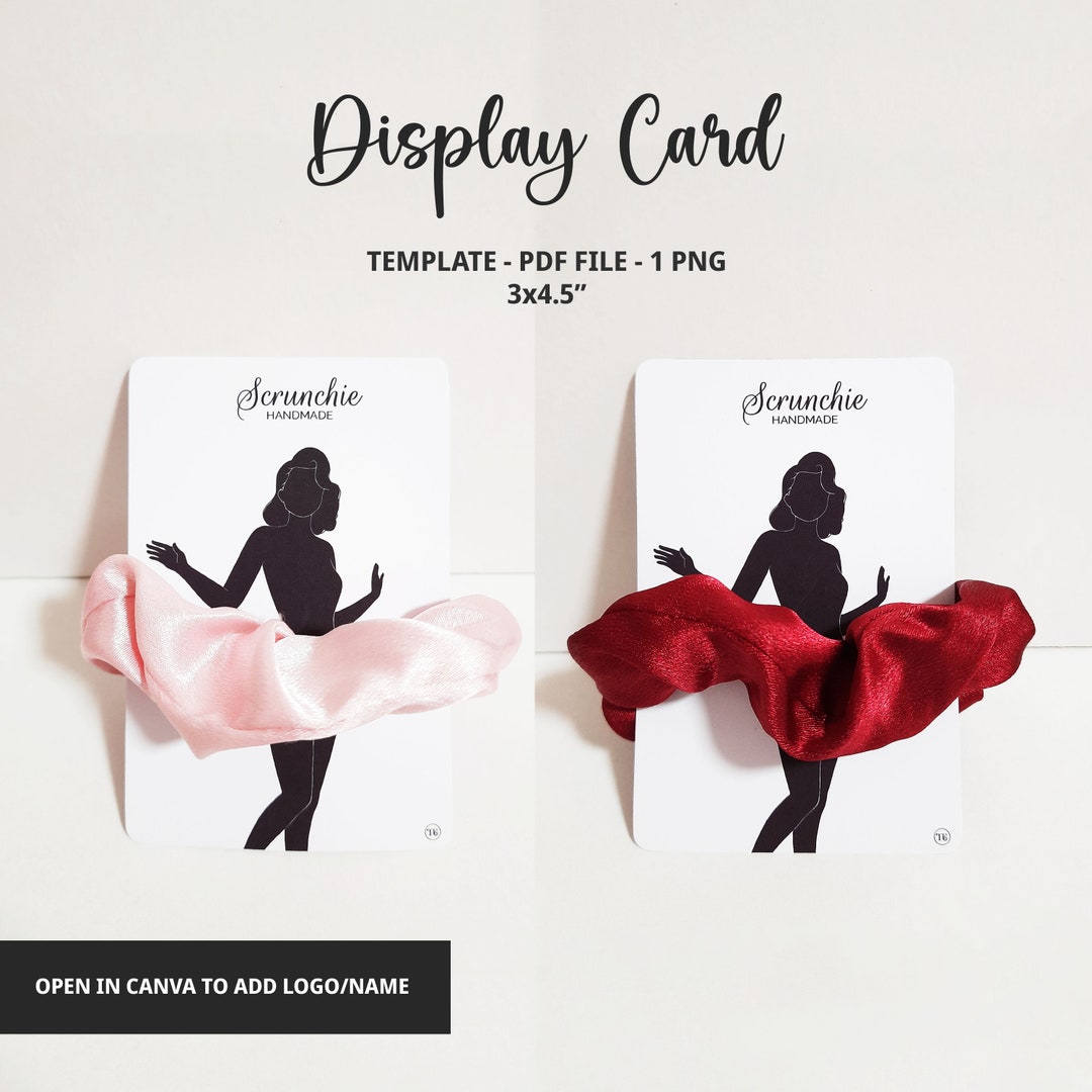 Scrunchies Display Card Template: Woman Silhouette Design (digital ...