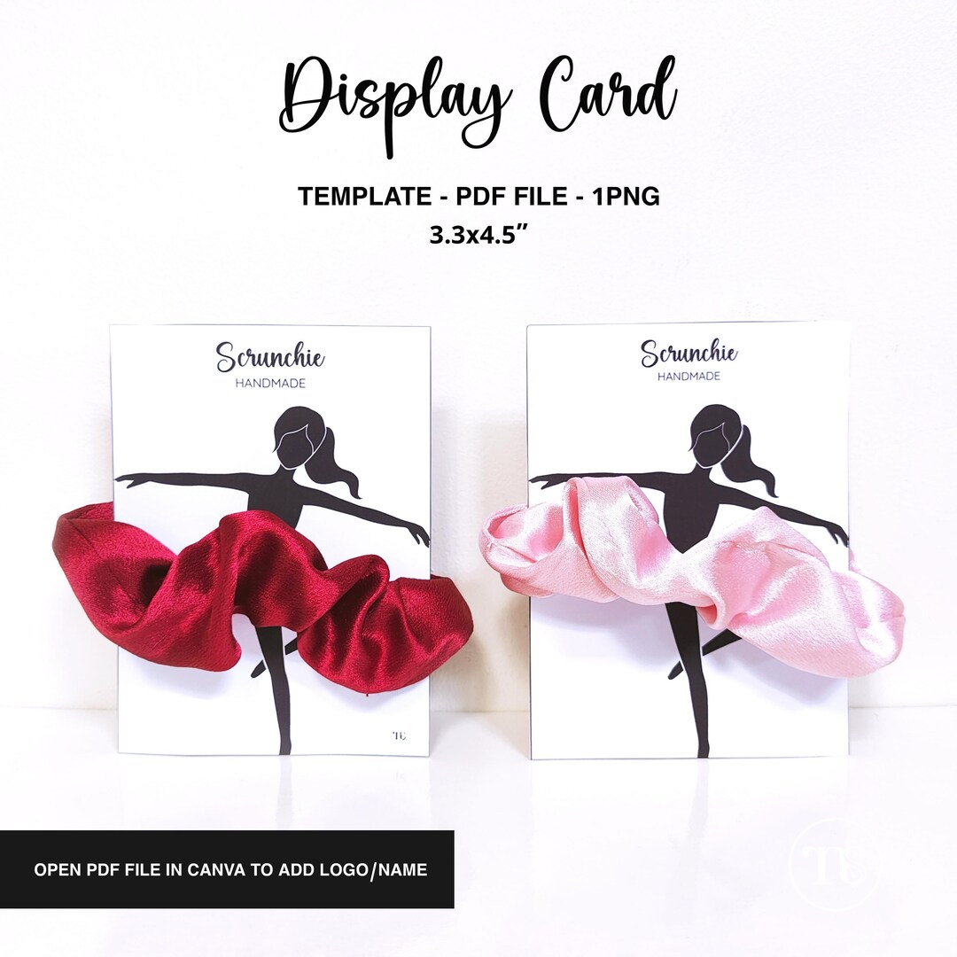 Ballerina Scrunchie Display Card Template: Printable Hair Tie Holder ...