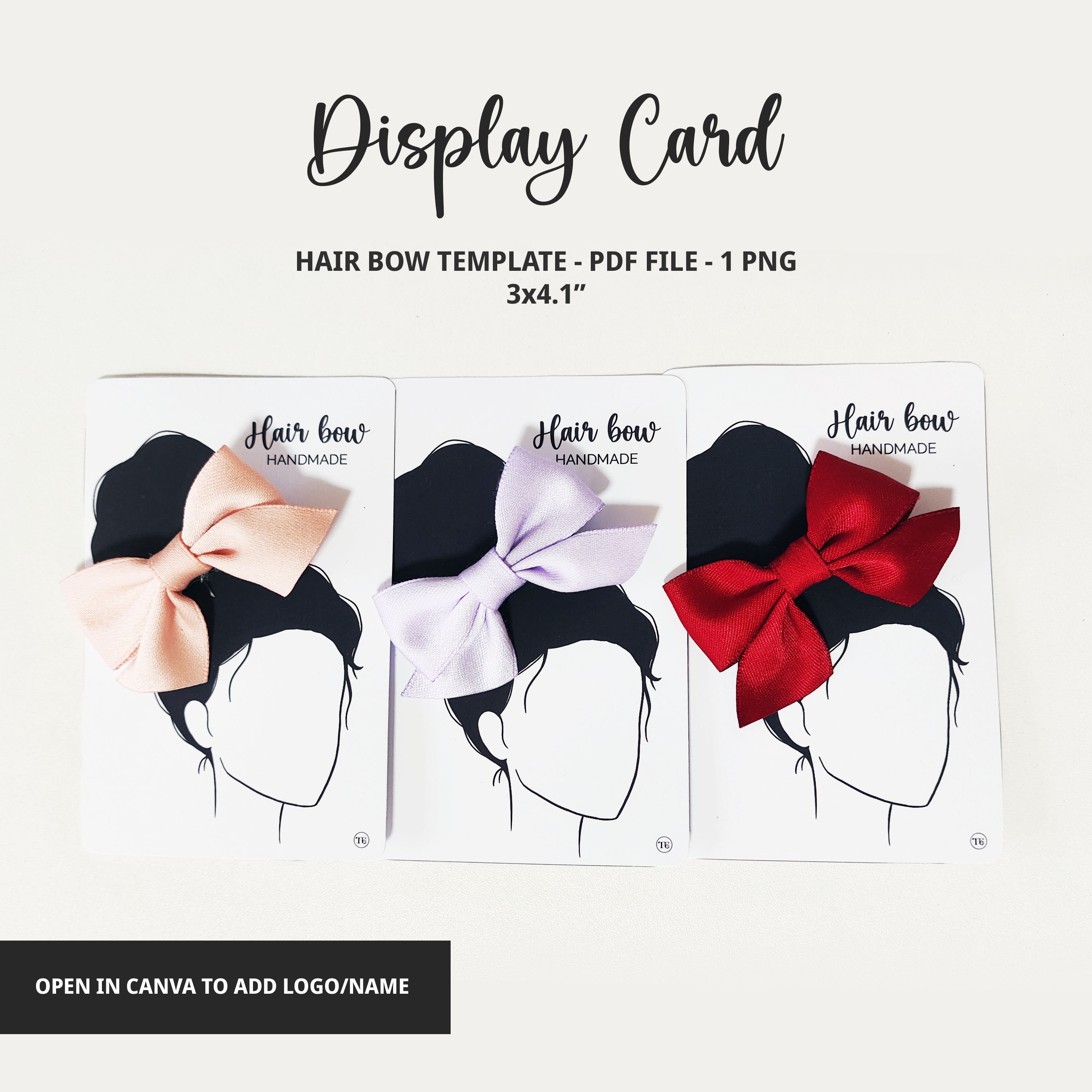 Hair Bow Display Card Template: Single Bun Design (PDF Download) - Etsy