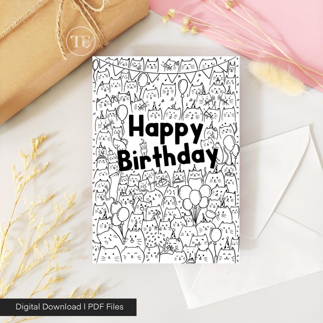 Happy Birthday Printable Cards, Funny Cat Birthday Card, Birthday Card ...