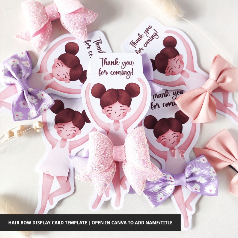 Ballerina Hair Bow Display Card Template Printable Ballet Dancer Hair ...