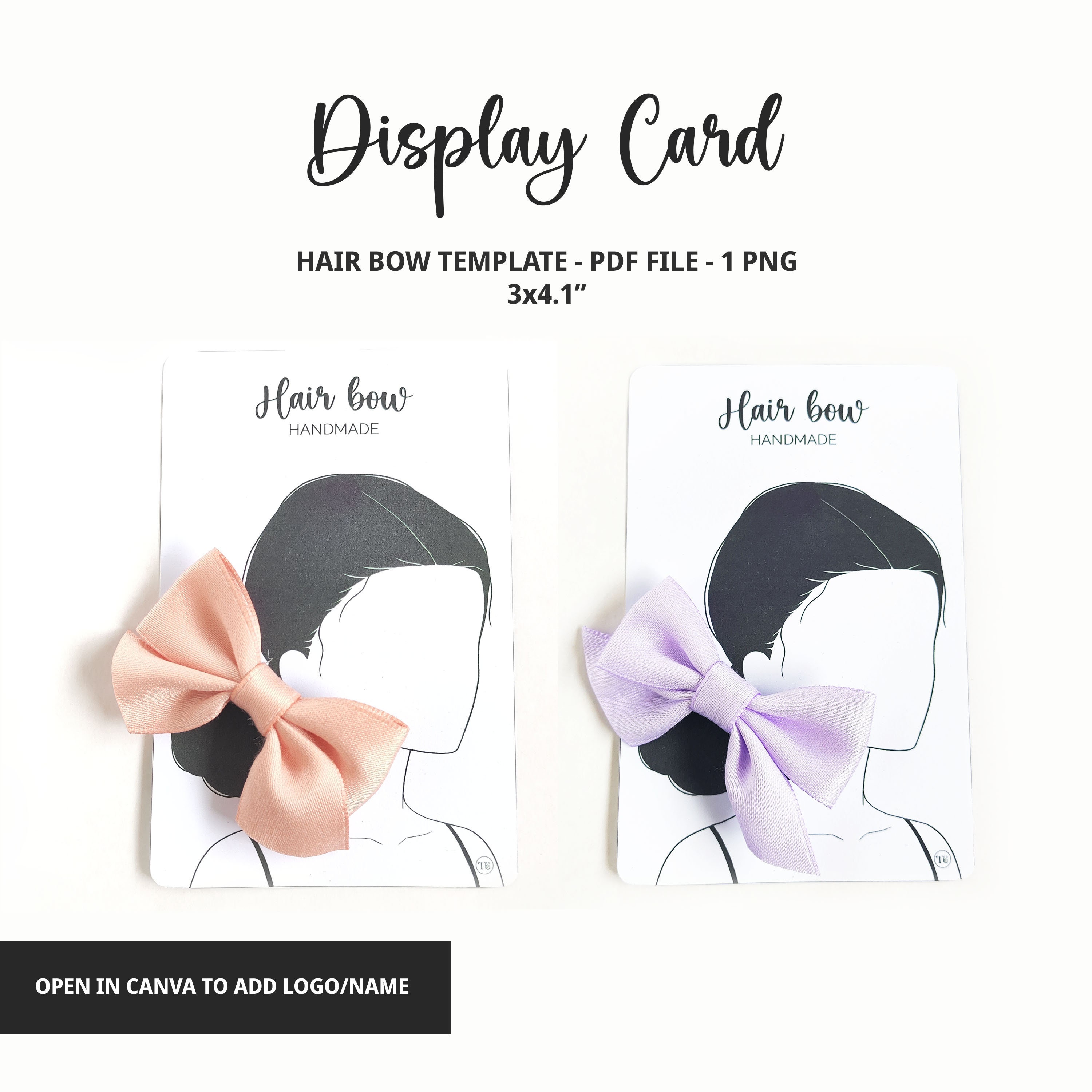 Hair Bow Display Card Template: Low Bun Design (PDF Digital Download ...