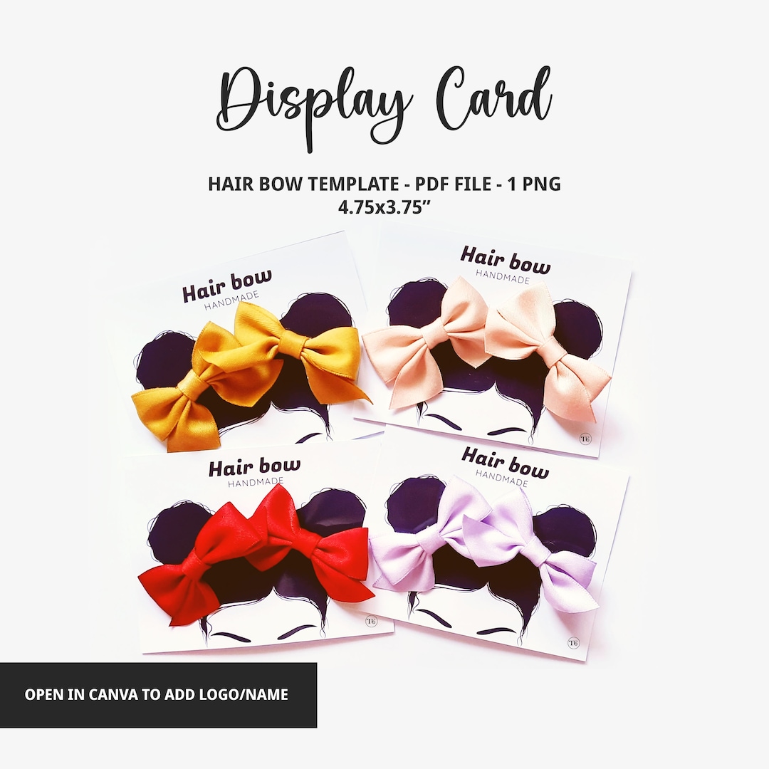 Hair Bow Display Card Template: Double Bun Design (PDF Digital Download ...