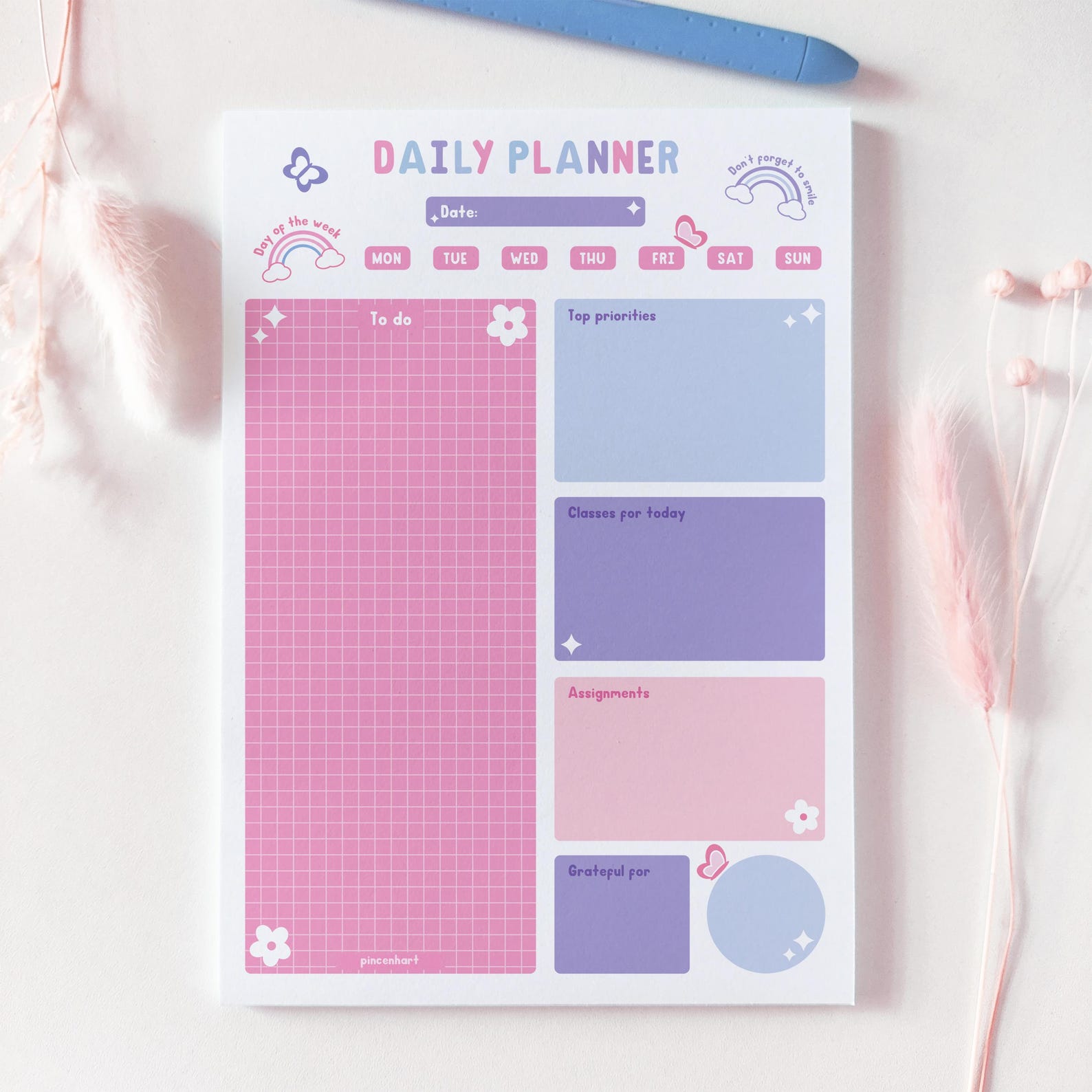 Printable Pastel Daily Planner for School, to Do List for Kids, Daily ...