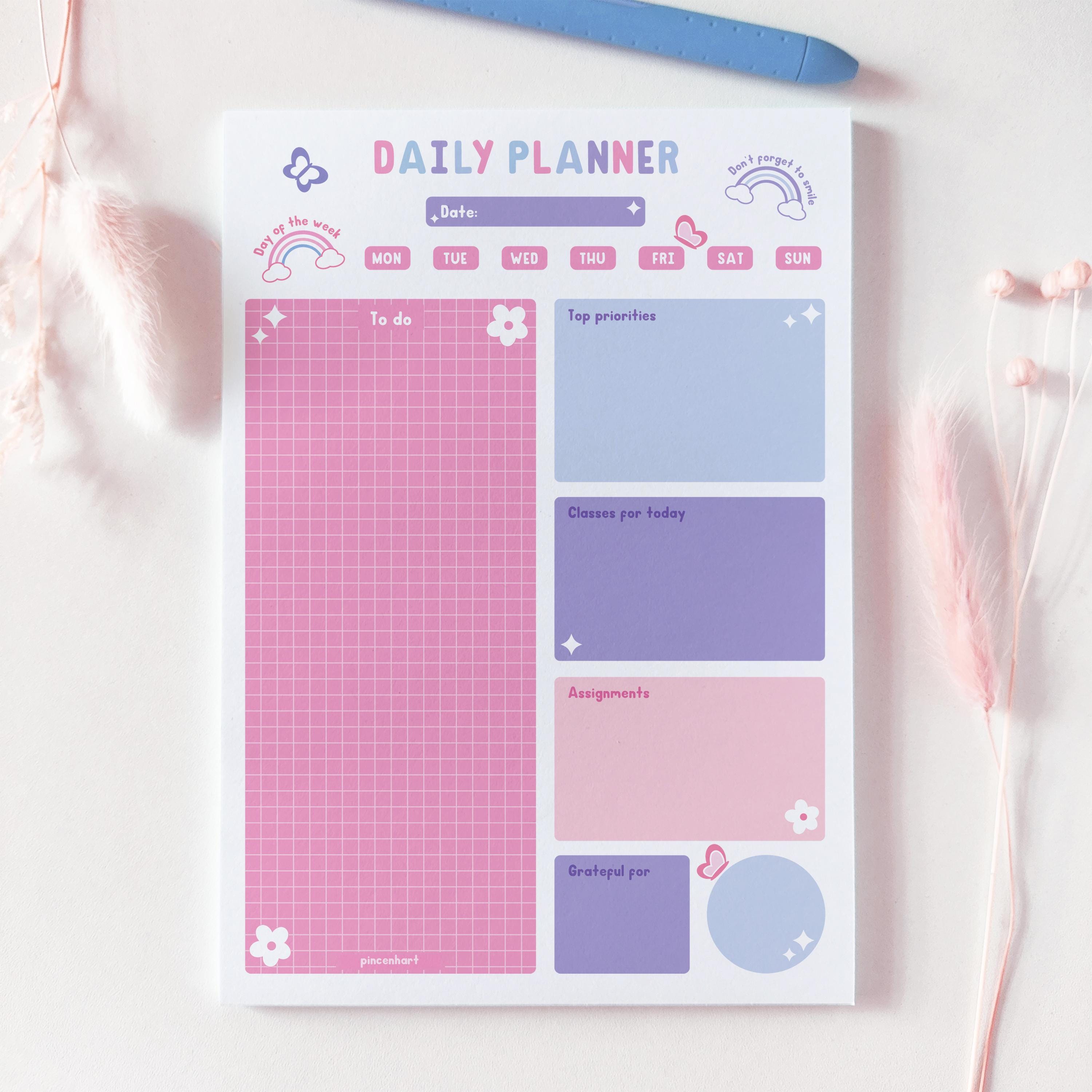Printable Pastel Daily Planner for School, to Do List for Kids, Daily ...