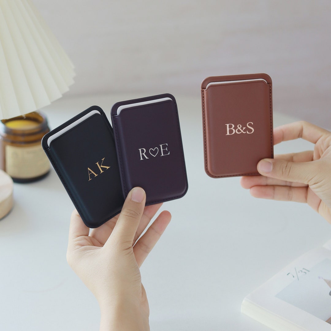Magsafe Phone Wallet Customized Initial Leather Magsafe iPhone Wallet ...