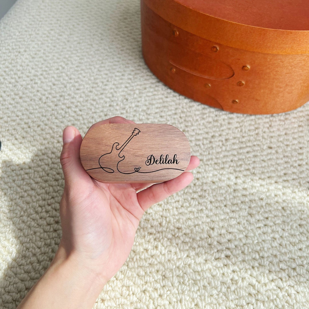 Wooden Guitar Picks With Case Personalized Engraved Guitar - Etsy UK