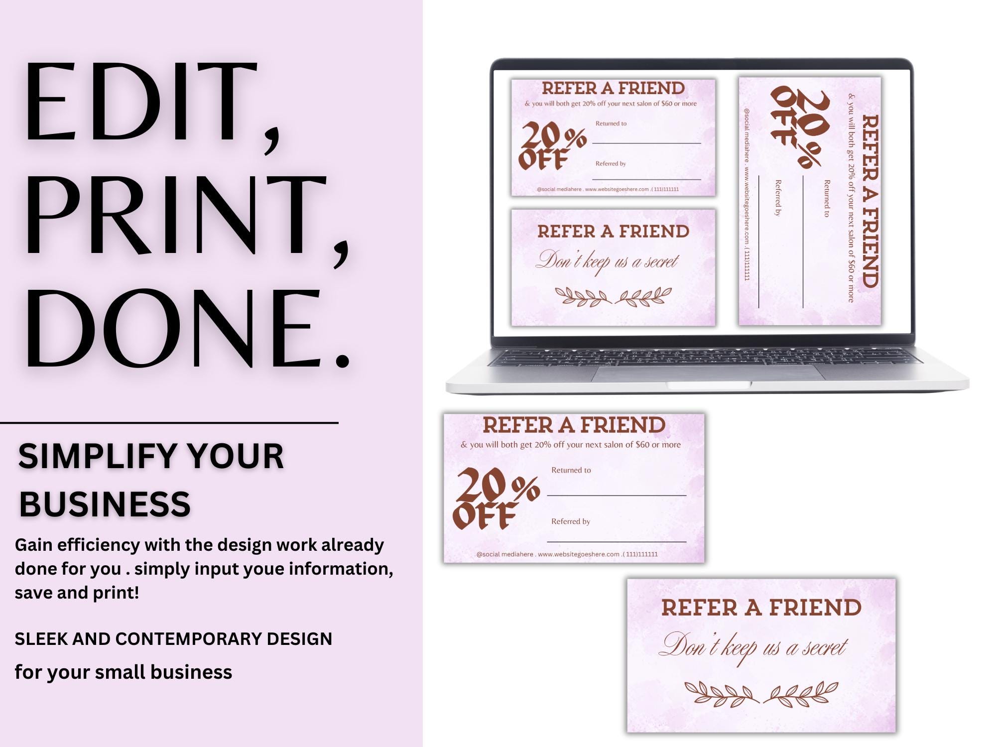 Editable Referral Card Template Printable Refer a Friend Template ...