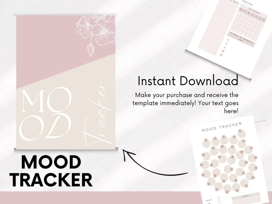Minimalist Mood Planner, Daily Mood Journal, Anxiety Tracker, Selfcare ...