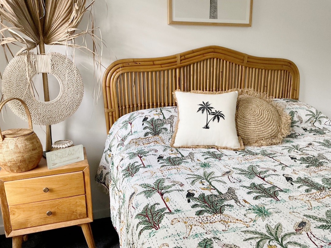 White Jungle Cheetah Quilt King Pure Cotton Kantha Throw - Etsy