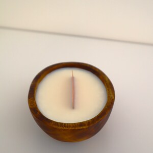 Soy Candle in Wooden Bowl, Oval Dough Bowl Candle, Vegan Soy Wax Candle, Wooden Wick Candle ...