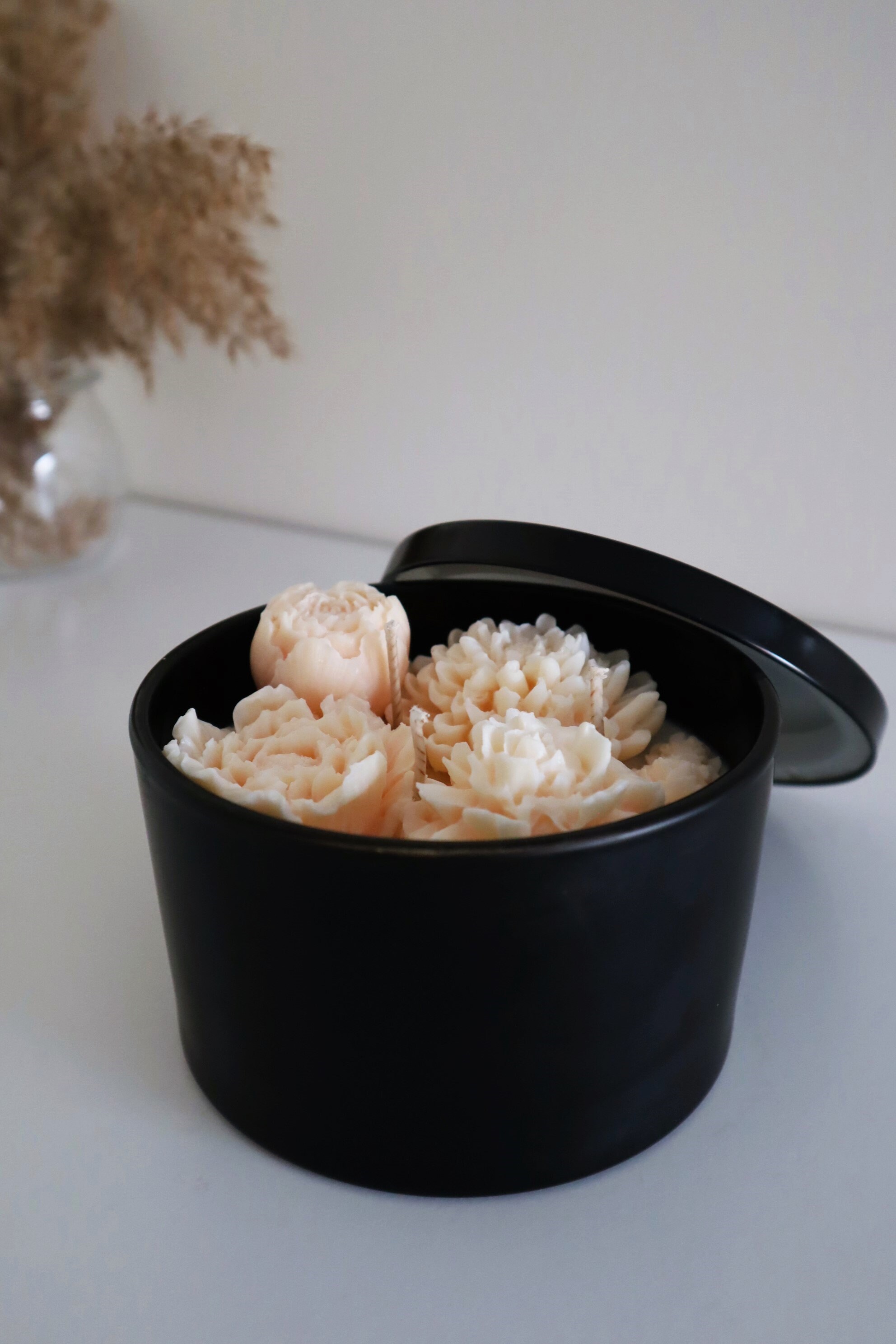 22 Oz Big Flower Blossom Candle, 3 Wicks Soy Wax Candle in Jar With ...