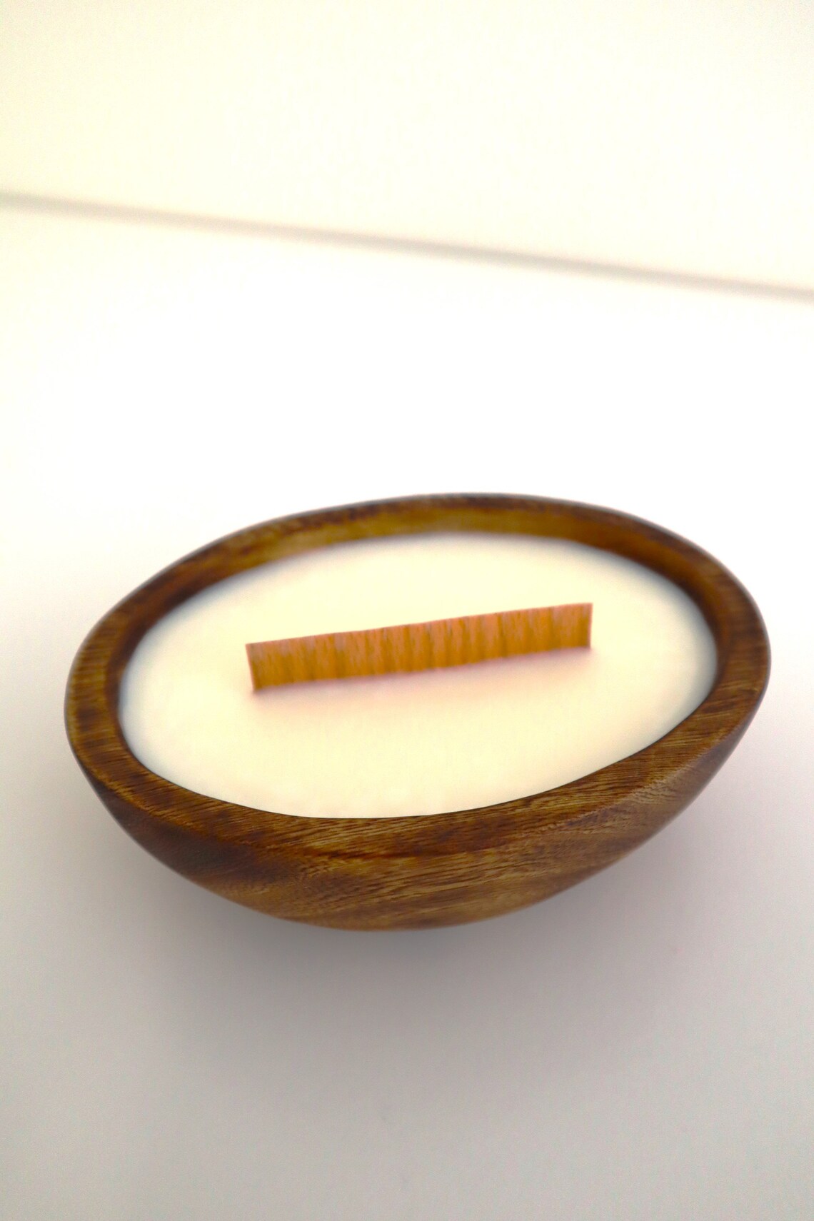 Soy Candle in Wooden Bowl, Oval Dough Bowl Candle, Vegan Soy Wax Candle, Wooden Wick Candle ...