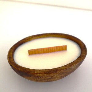 Soy Candle in Wooden Bowl, Oval Dough Bowl Candle, Vegan Soy Wax Candle, Wooden Wick Candle ...