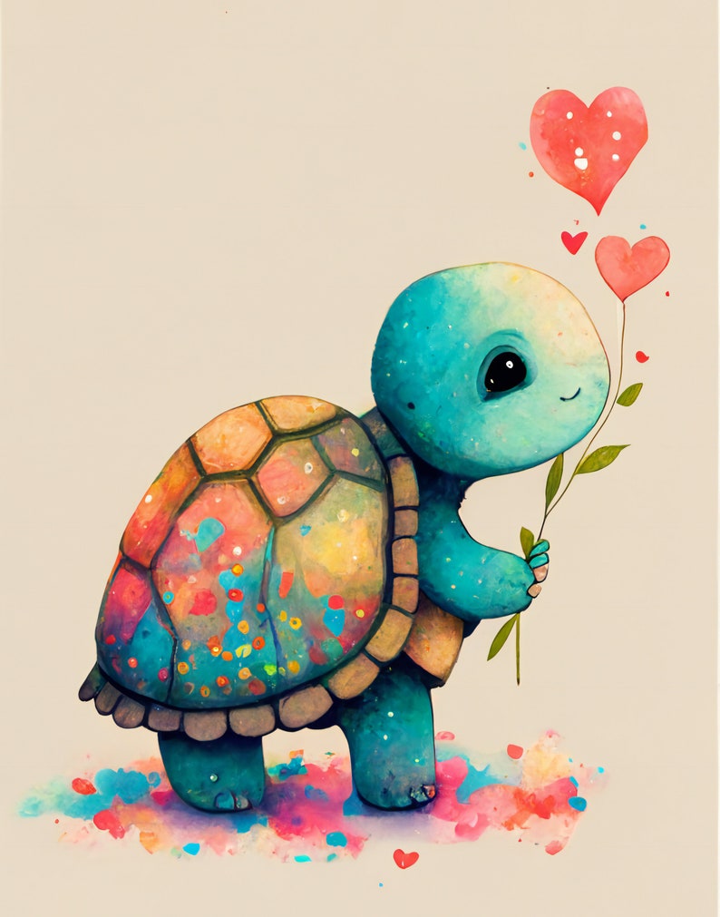 Cute Turtle Wall Art Printables Valentine's Day Printable Love Art ...