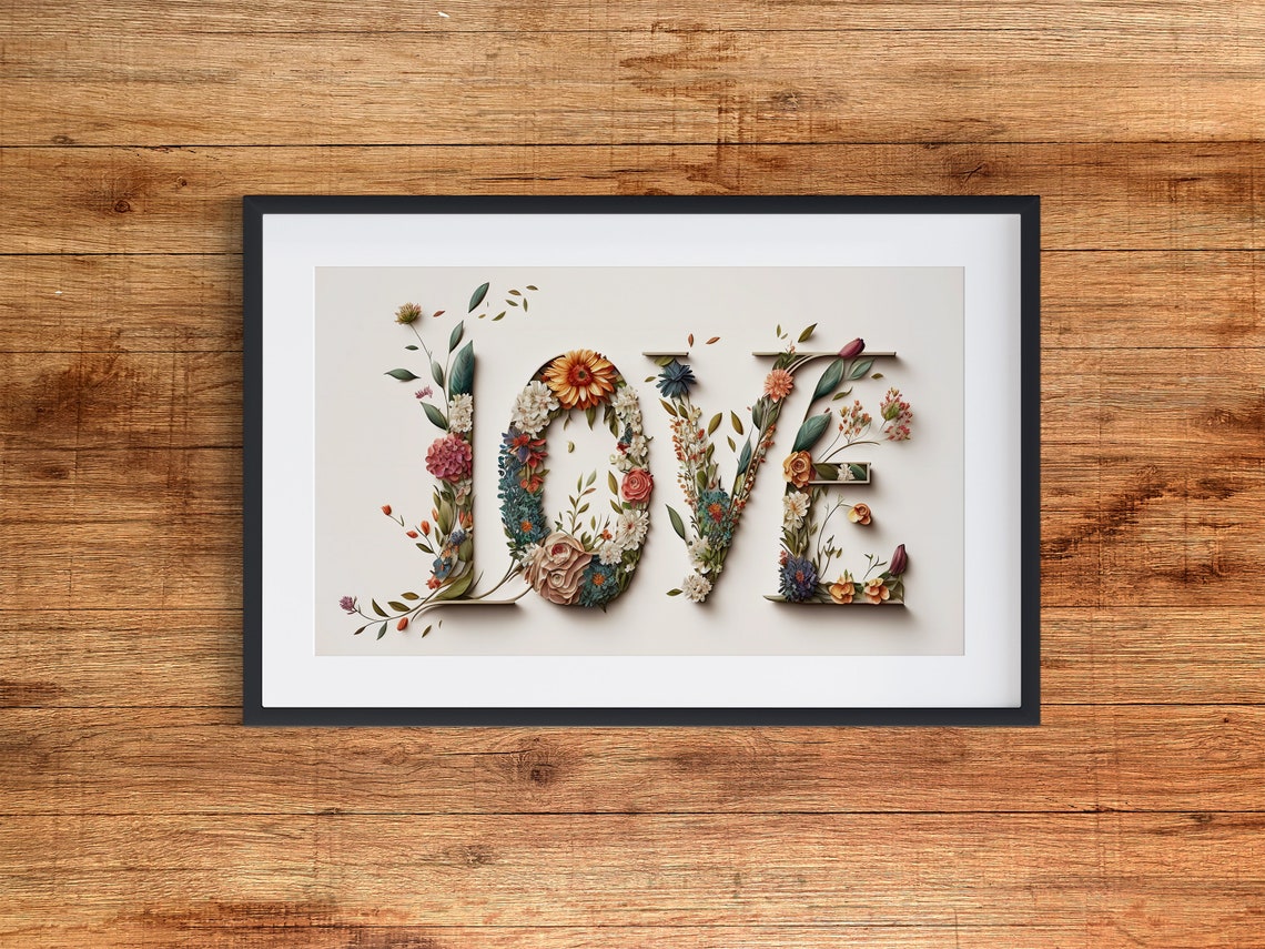 LOVE Wall Art Printables Valentine's Day Printable Floral Art Love Art ...