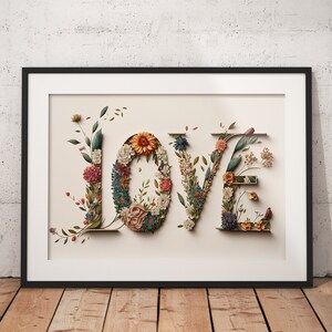 LOVE Wall Art Printables Valentine's Day Printable Floral Art Love Art ...