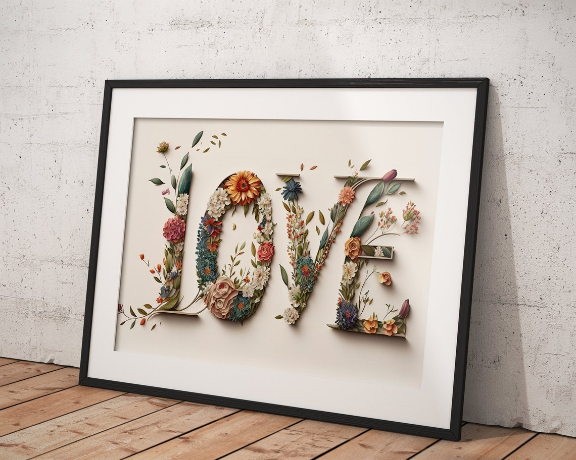 LOVE Wall Art Printables Valentine's Day Printable Floral Art Love Art ...