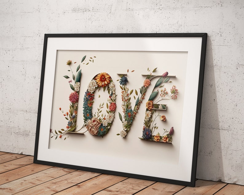 LOVE Wall Art Printables Valentine's Day Printable Floral Art Love Art ...