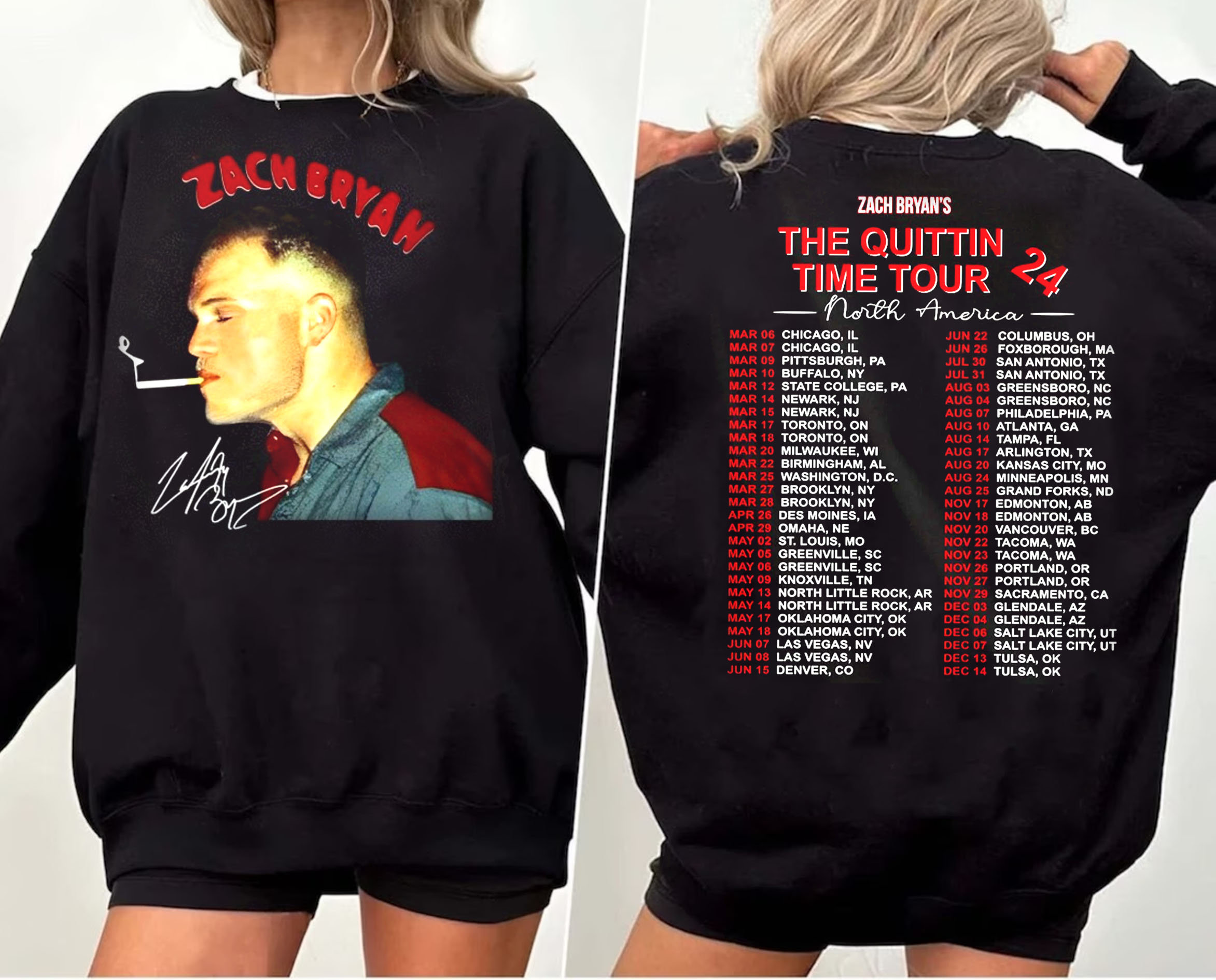 Vintage Zach Bryan Tour 2024 Shirt,Retro Zach Bryan 2024 The Quittin Time Tour sold by Nasrine ...