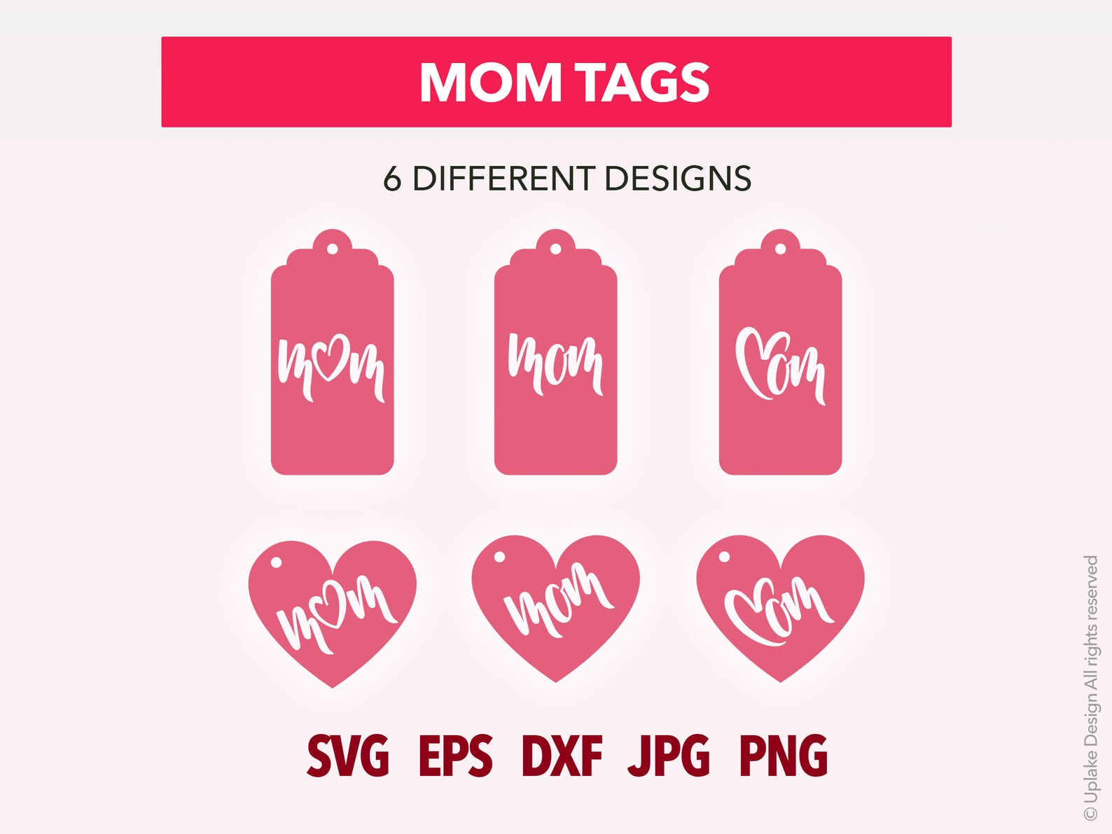 Mom Heart Tag SVG Bundle | Mother's Day Gift Tag SVG | Tag Template ...