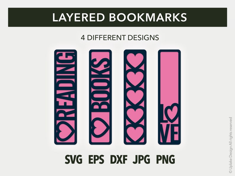 Bookmark SVG Template Bundle Heart Bookmark 4 Designs Incl Layered ...