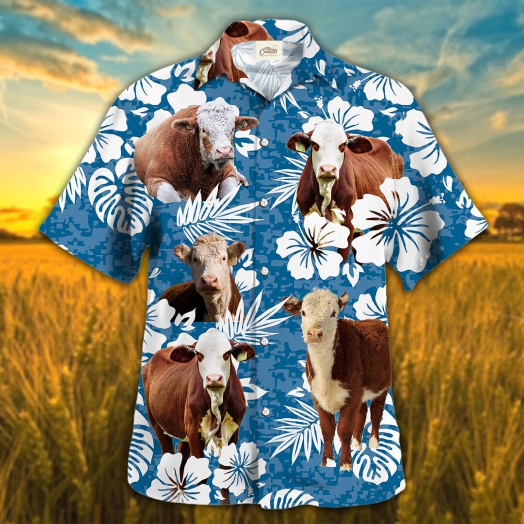 Hawaiian Shirt for Cow Lovers Hereford Hawaiian Shirt Cattle - Etsy